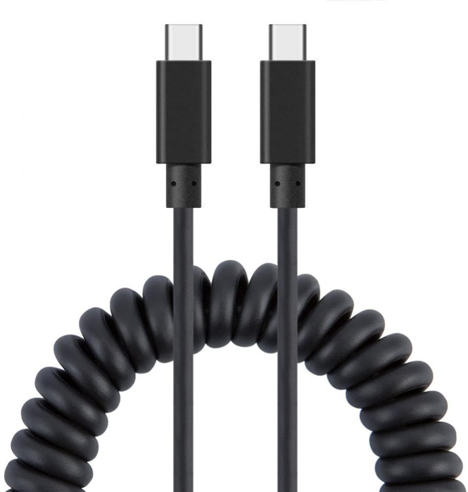 COILED CABLE USB-C TO TYPE-C FAST CHARGE CORD POWER WIRE SYNC for ...