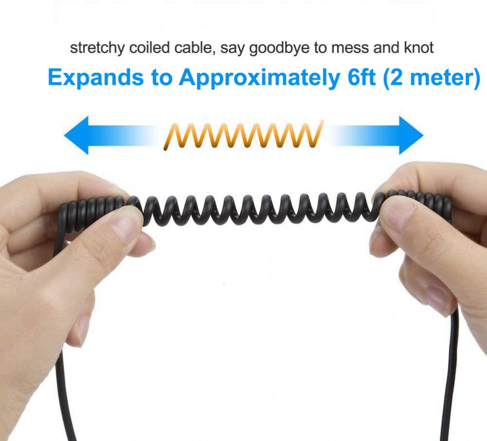COILED CABLE USB-C TO TYPE-C FAST CHARGE CORD POWER WIRE SYNC for ...