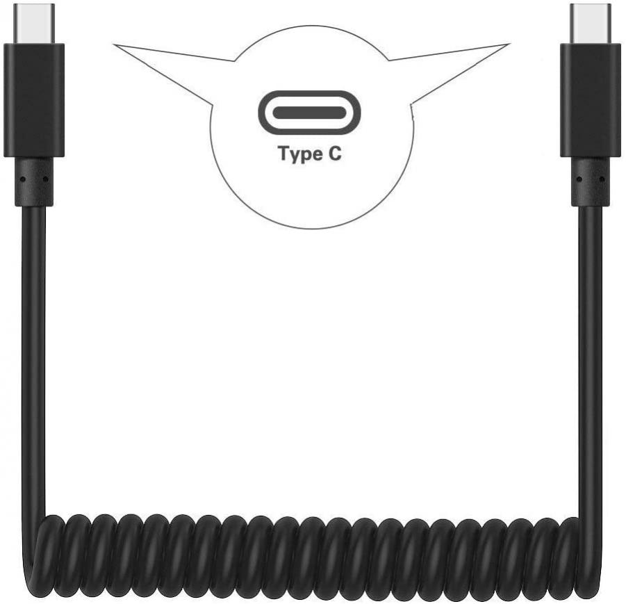 COILED CABLE USB-C TO TYPE-C FAST CHARGE CORD POWER WIRE SYNC for ...