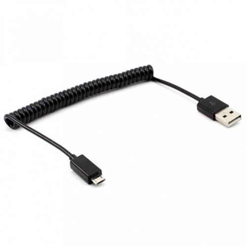 BLACK COILED MICRO USB CABLE CHARGER POWER CORD SYNC WIRE For PHONES ...