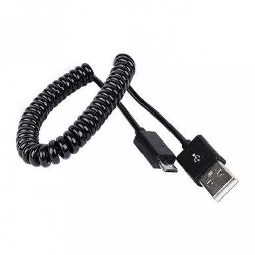 BLACK COILED MICRO USB CABLE CHARGER POWER CORD SYNC WIRE For PHONES ...